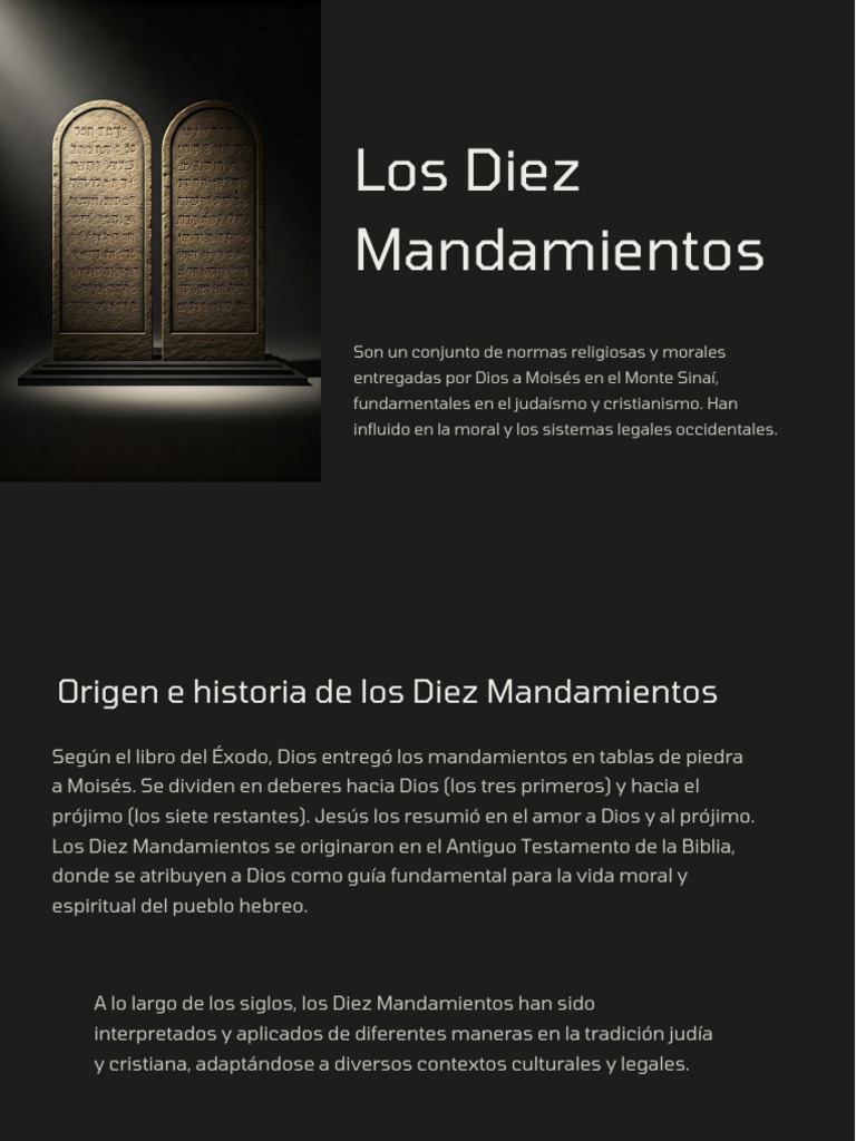 Los Diez Mandamientos: Guía Moral y Legal | PDF | Diez Mandamientos