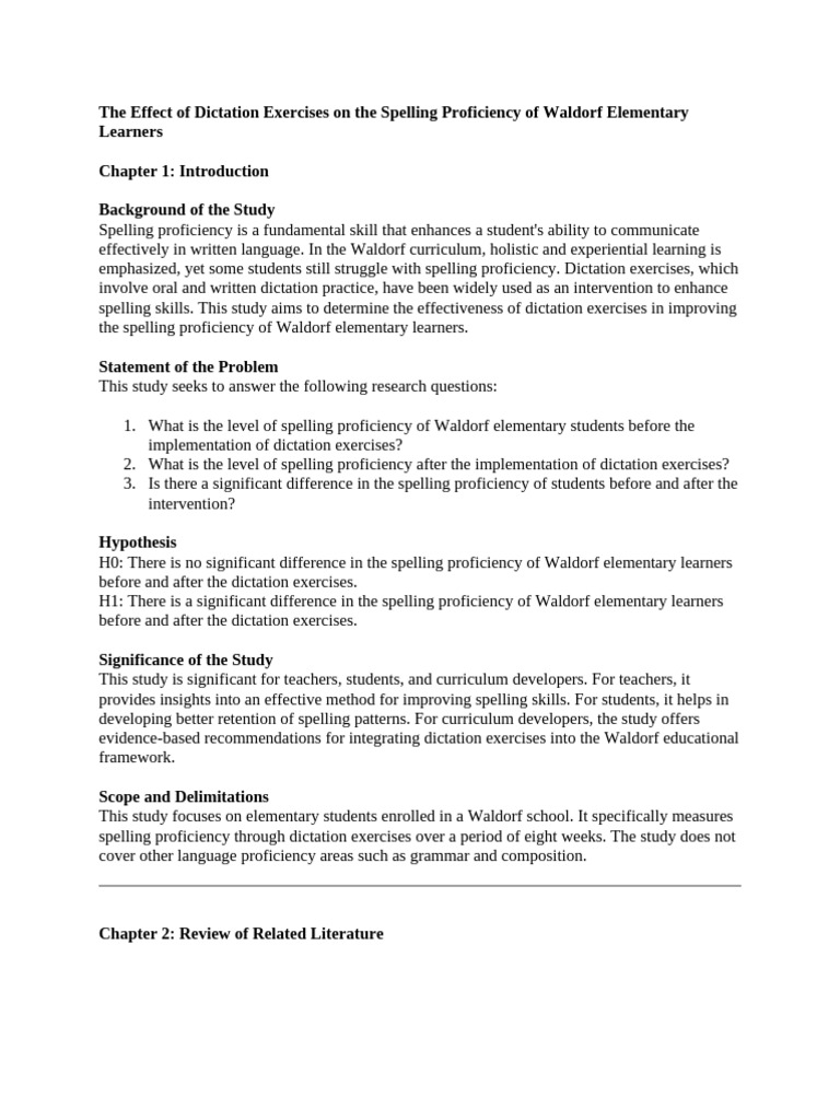 The Effect of Dictation Exercises On The Spelling Proficiency of ...