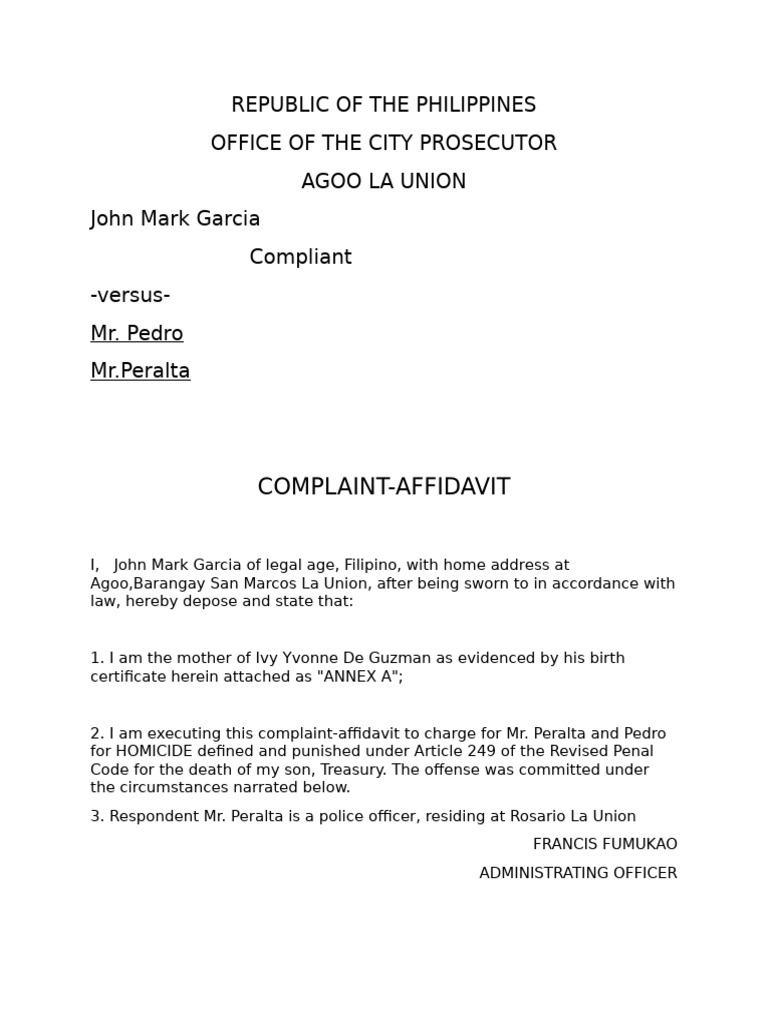 Complaint Affidavit | PDF
