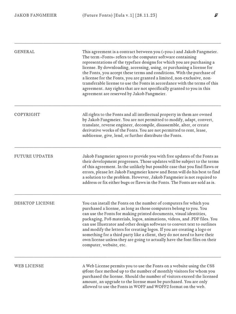 EULA Jakob Fangmeier V 1 | PDF | Typefaces | Indemnity