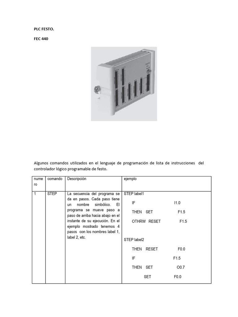 PLC Festo Fec 440 | PDF | Arquitectura de Computadores | Desarrollo de software