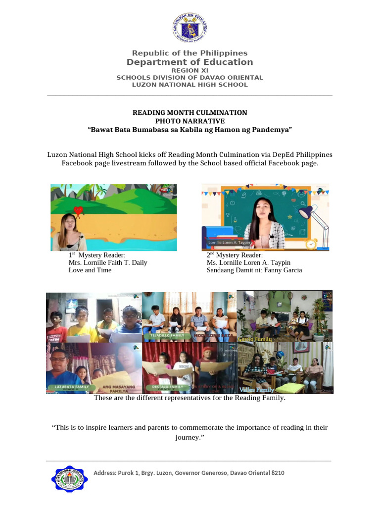 Reading Culmination Narrative | PDF