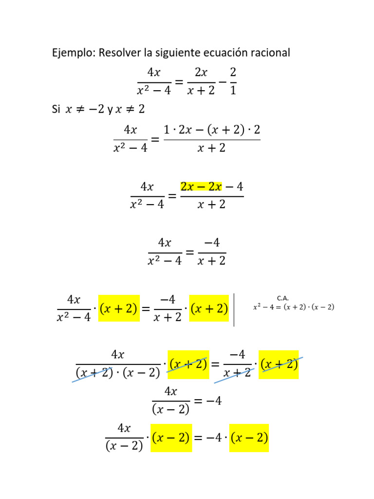 Ejemplo de ecuación racional | PDF
