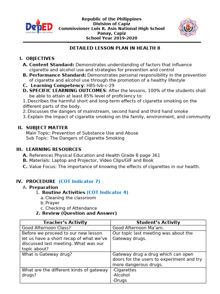 Cot Health 8 4TH Quarter | PDF | Cigarette | Tobacco