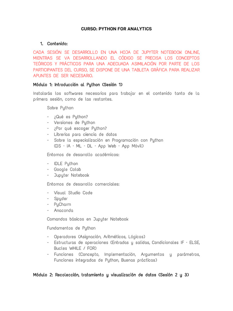 Temario Sugerido para Autoaprendizaje | PDF | Python (lenguaje de programación) | Aplicación movil