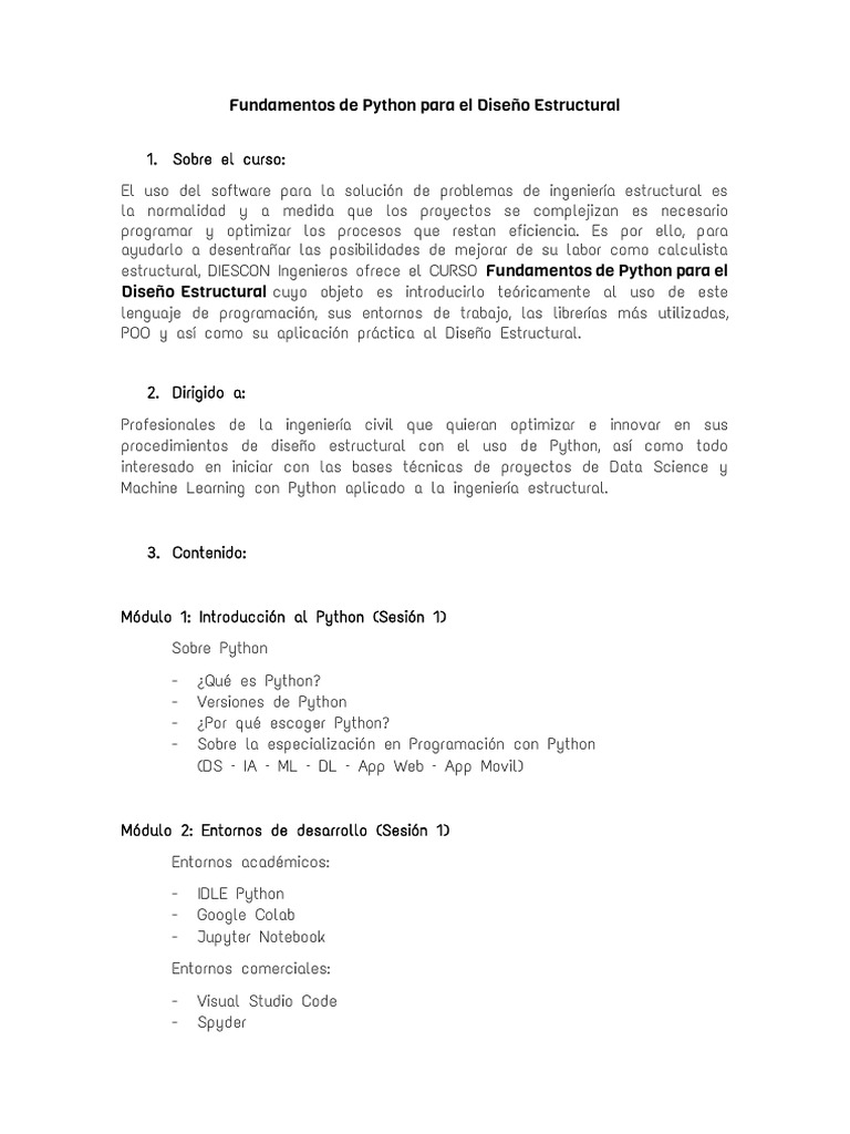Fundamentos de Python para El Diseño Estructural | PDF | Python ...
