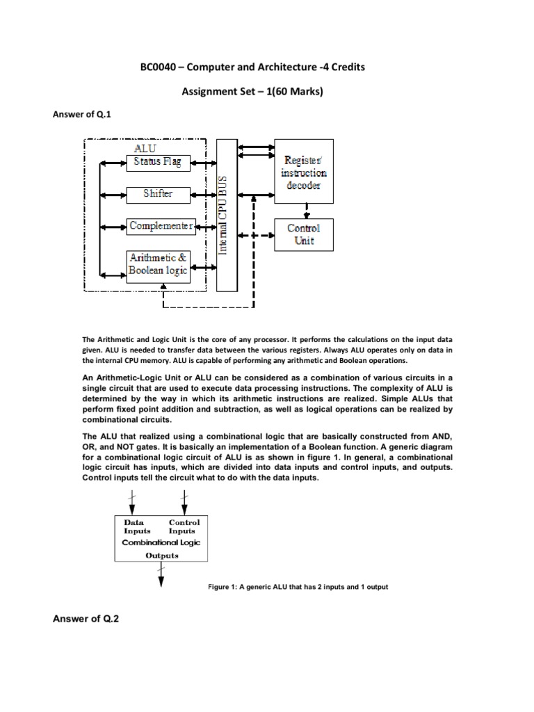 Answer of Q.2: Figure 1: A Generic ALU That Has 2 Inputs and 1 Output ...