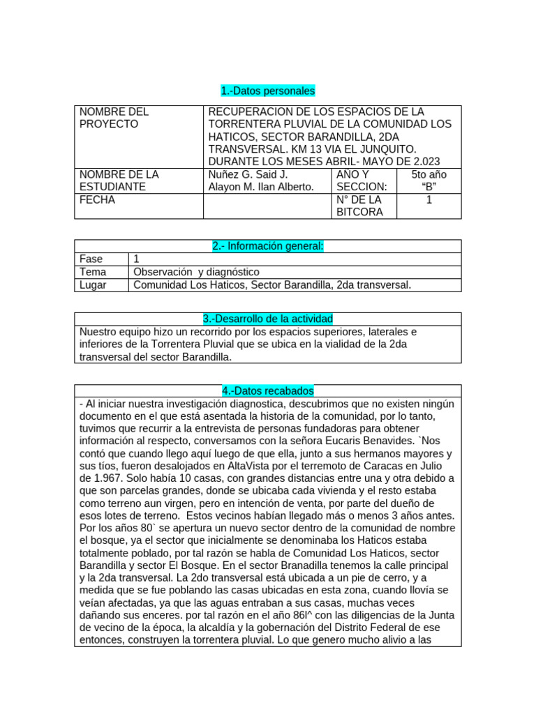 Ejemplo de Bitácora | PDF