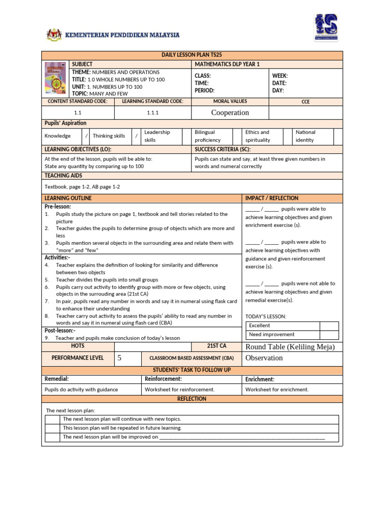 MT DLP Y1 Ts25 (Topic 1) (Week 5-12) | PDF | Lesson Plan | Teachers