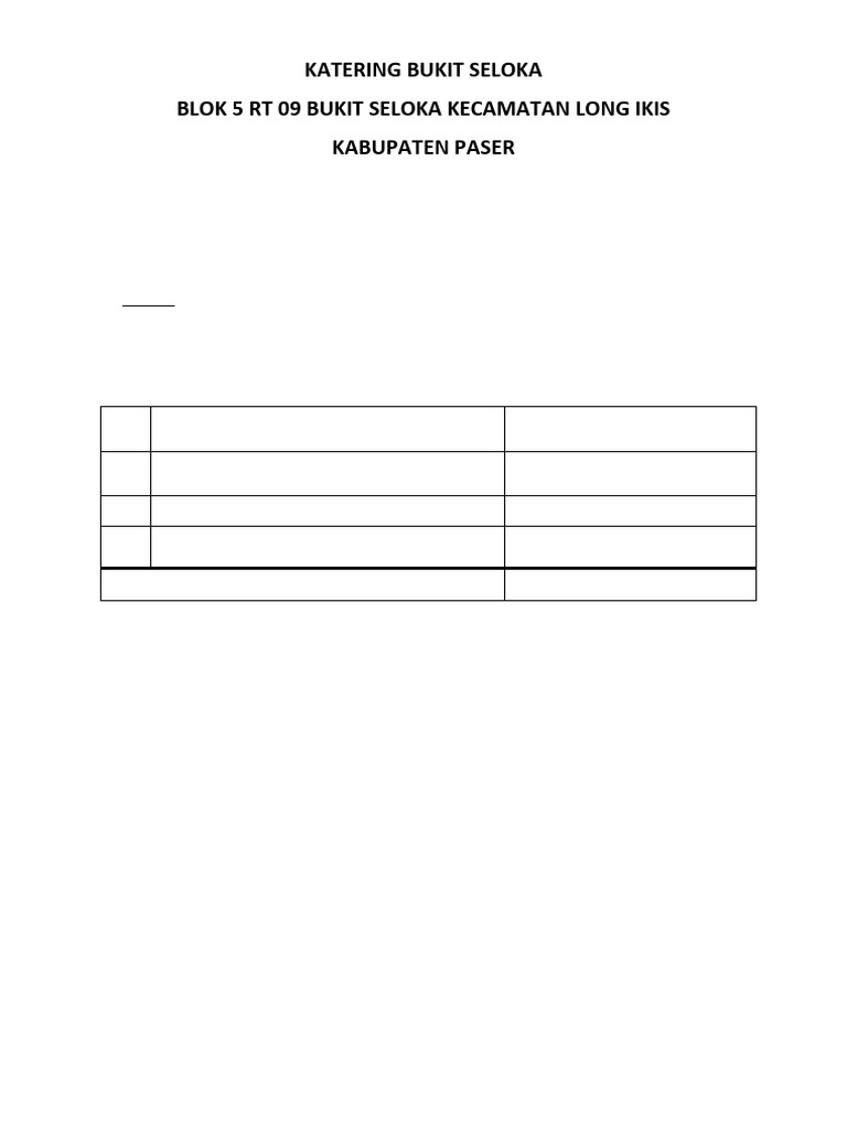 Harga Menu Bukber | PDF