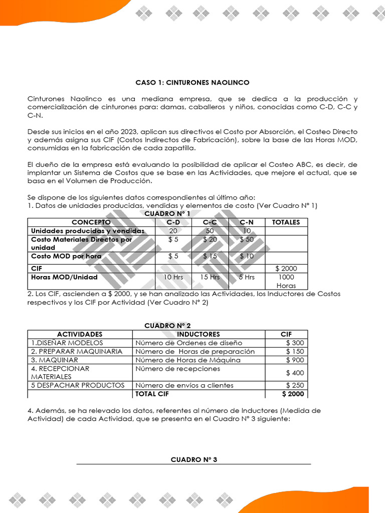 Práctica Contabilidad de Costos (Costeo ABC) | PDF