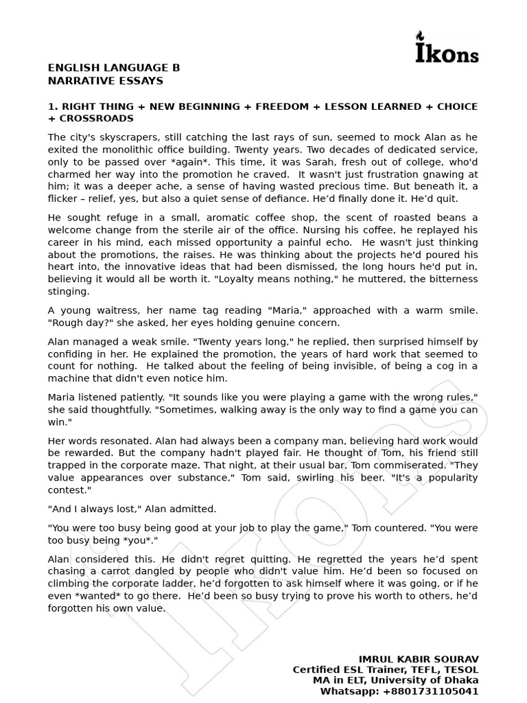 Narrative Essays For Igcse | PDF | English As A Second Or Foreign Language