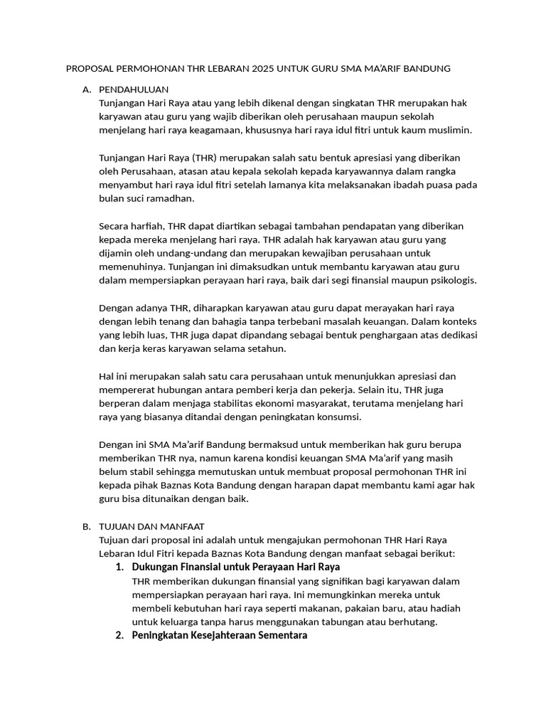 Proposal Permohonan THR Lebaran 2025 | PDF