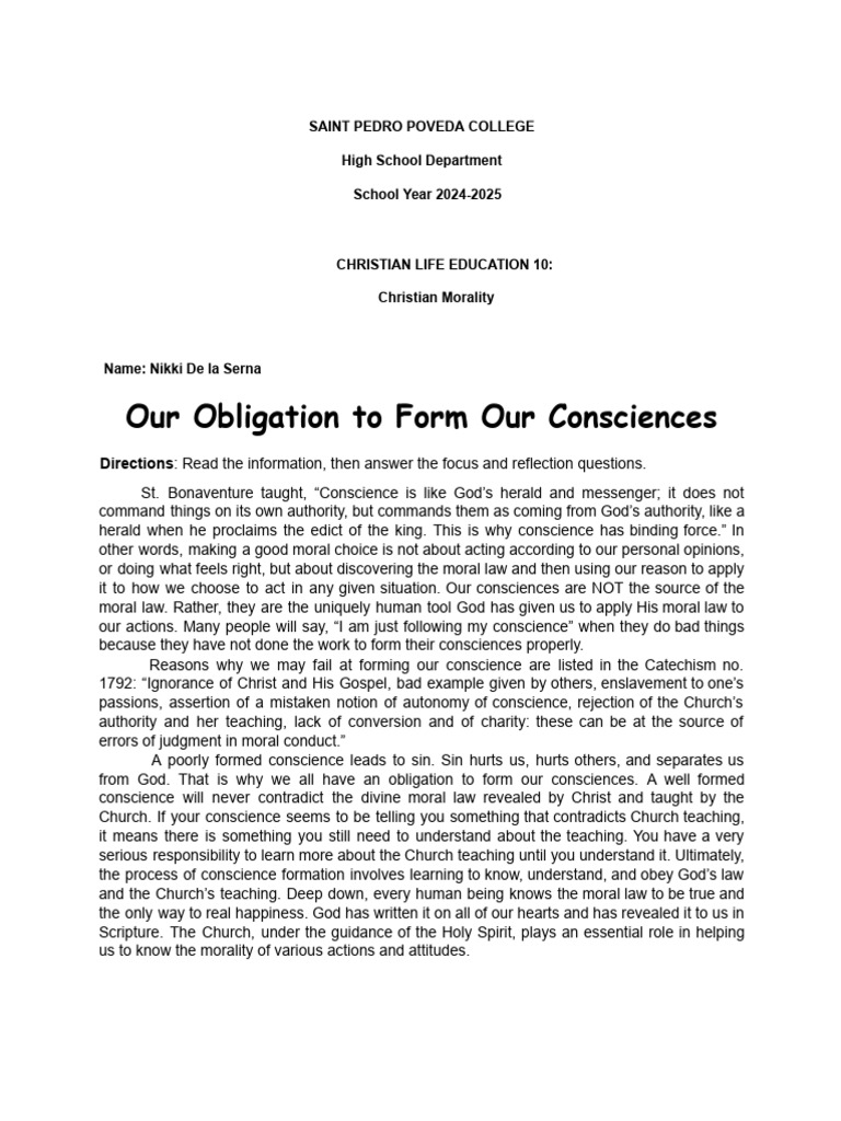 Forming Our Consciences in Faith | PDF | Conscience | God