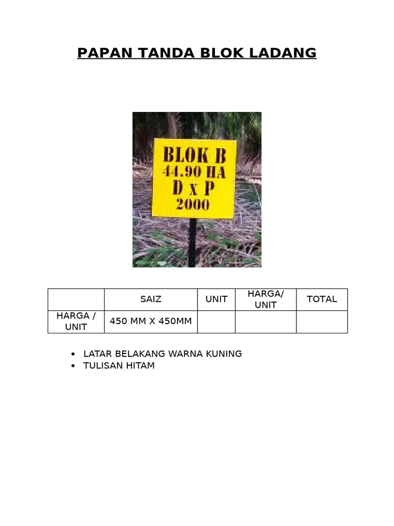Saiz Papan Tanda Ladang | PDF
