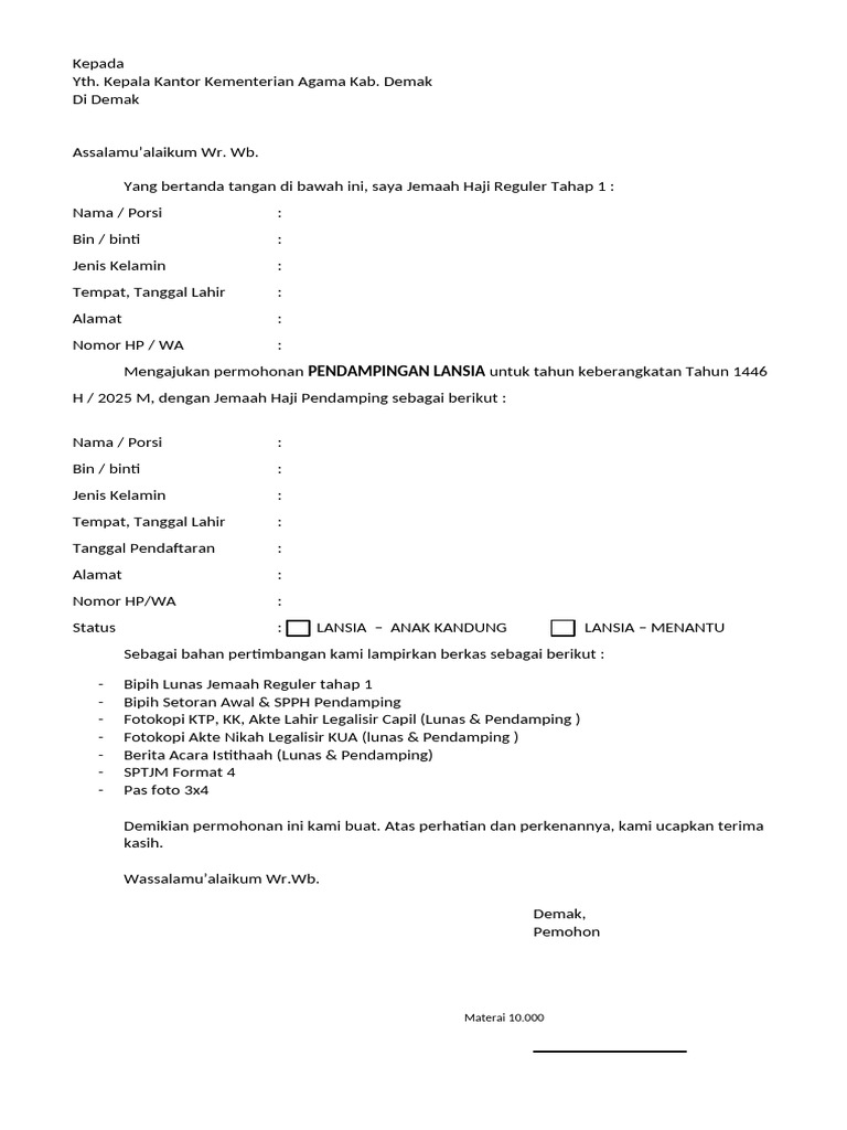 Form Pendampingan Lansia | PDF