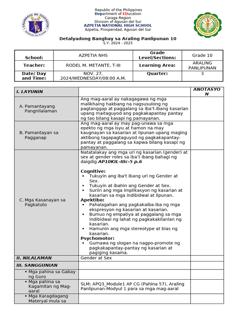 FINAL INSET - CO-Lesson-Plan-Metante | PDF