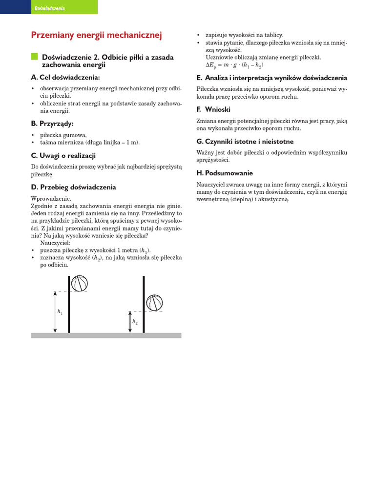 Odbicie Pilki A Zasada Zachowania Energii | PDF