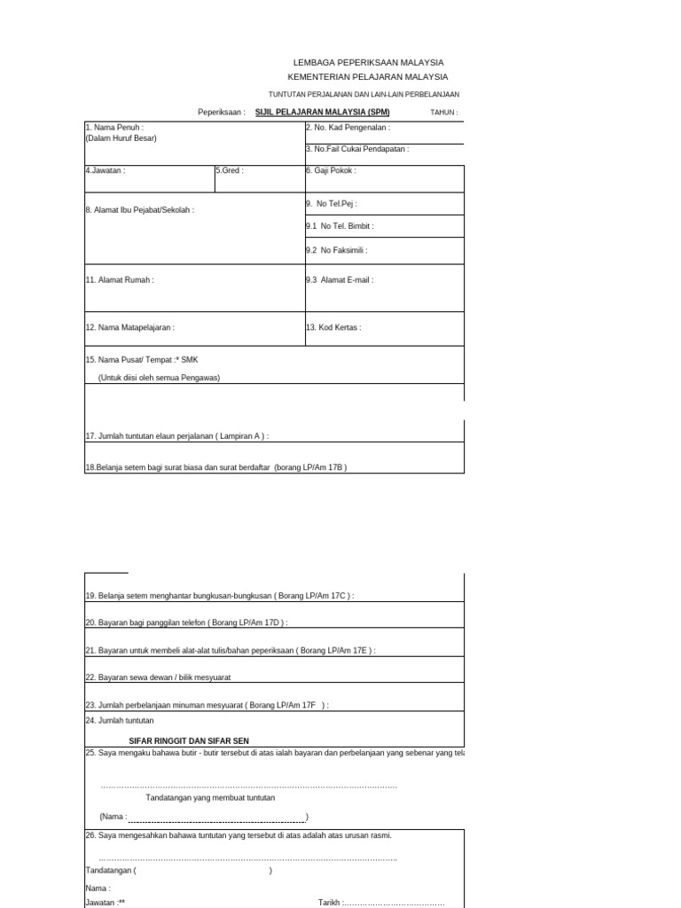 Borang TNT Lpam 17 | PDF