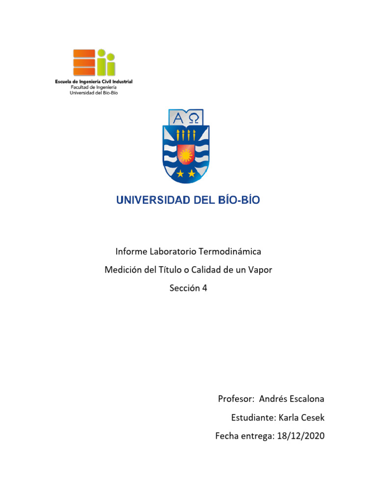 Inf Lab Termo Titulo de Vapor | PDF | Vapor | Vapor