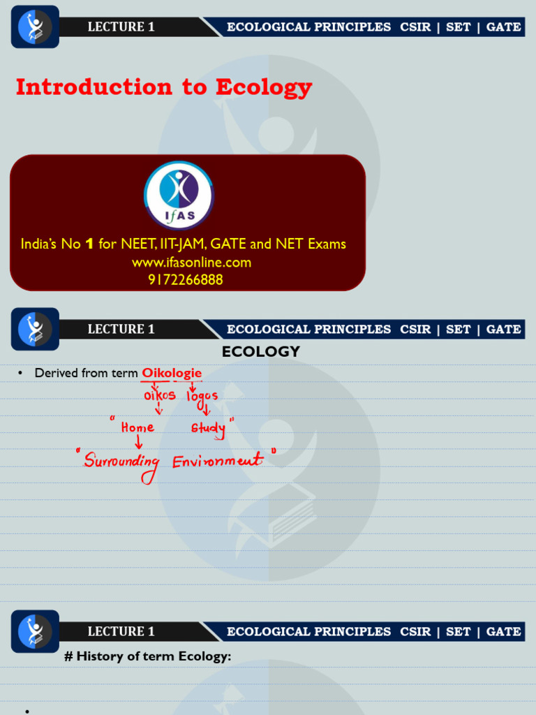 ECOLOGY L01 Introduction To Ecology | PDF | Ecology | Tropics