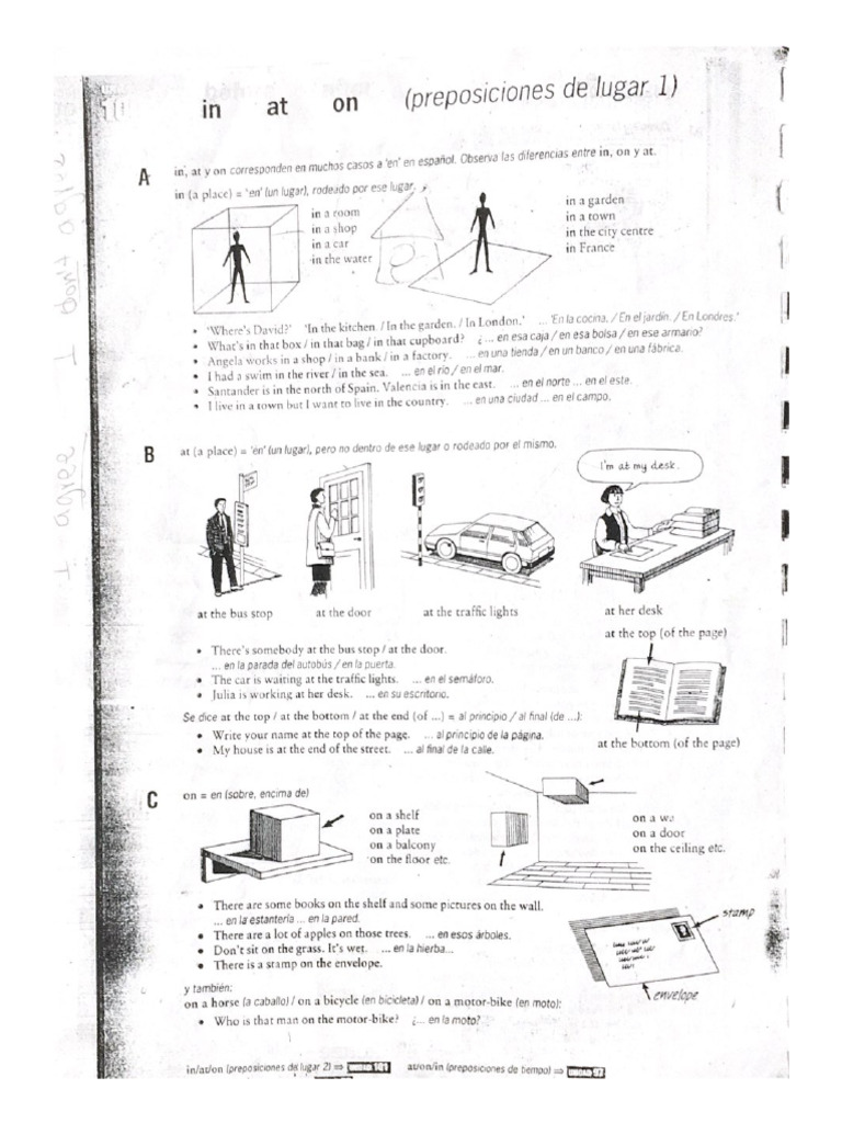 Preposiciones de Lugar 1 | PDF