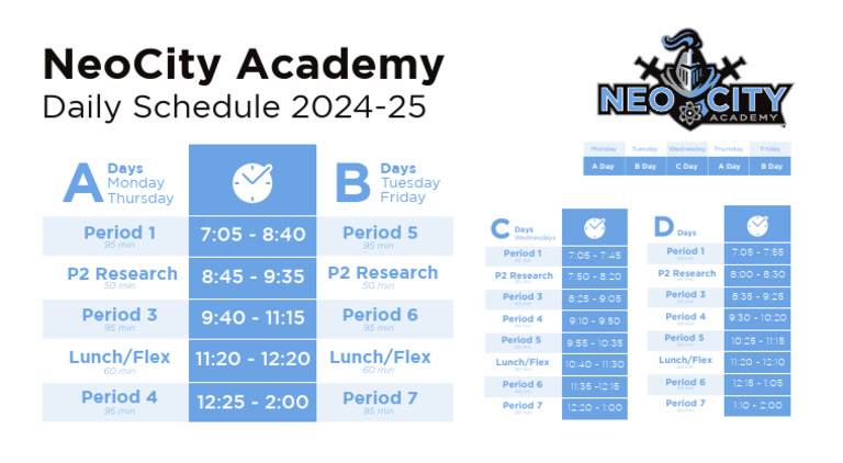 NeoCity Academy Daily Schedule 2024-25 | PDF