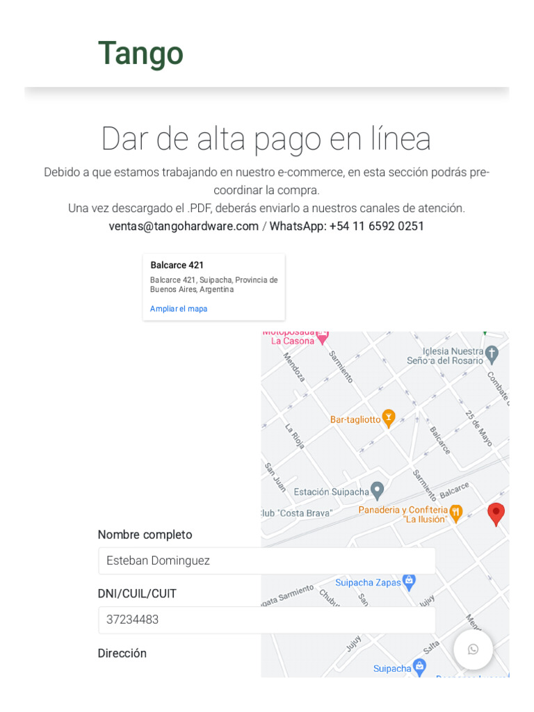 Tango Hardware - Pagos | PDF