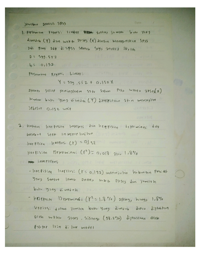 Tugas - 2 (Analisis Persamaan Regresi Linear SPSS) | PDF