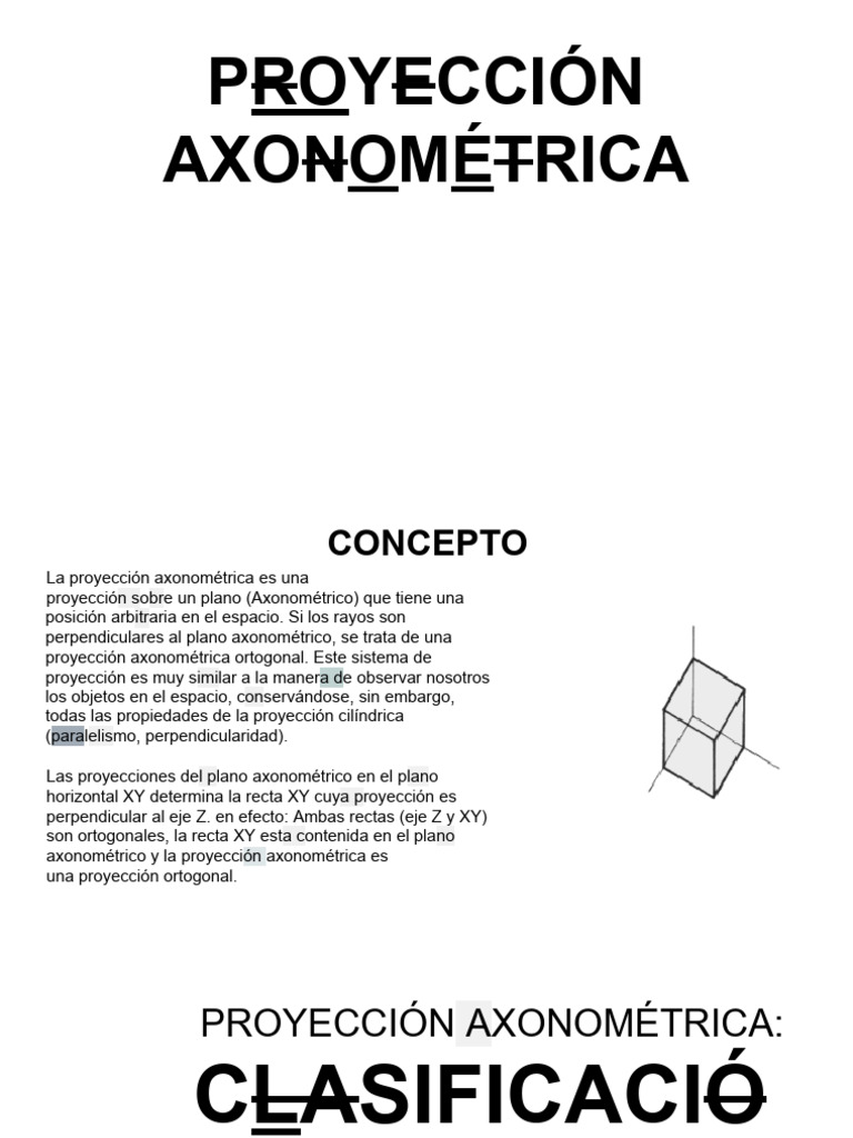 Proyecciones Axonometricas: Conceptos y Tipos | PDF