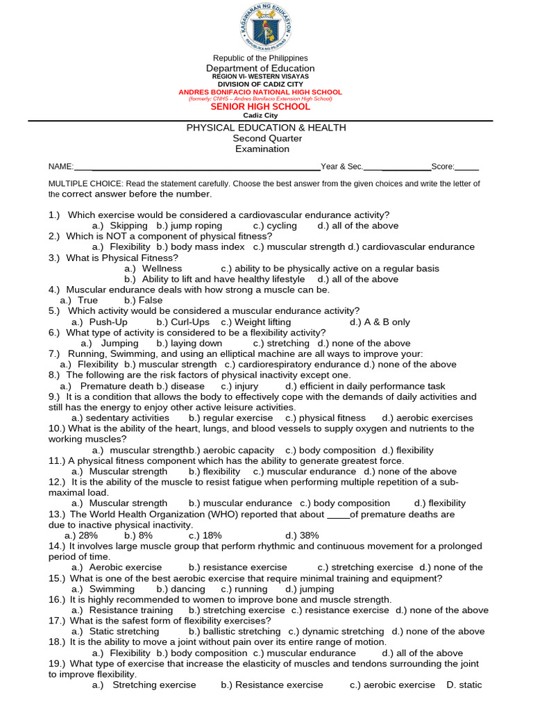 Physical Fitness Exam for Seniors | PDF | Strength Training ...