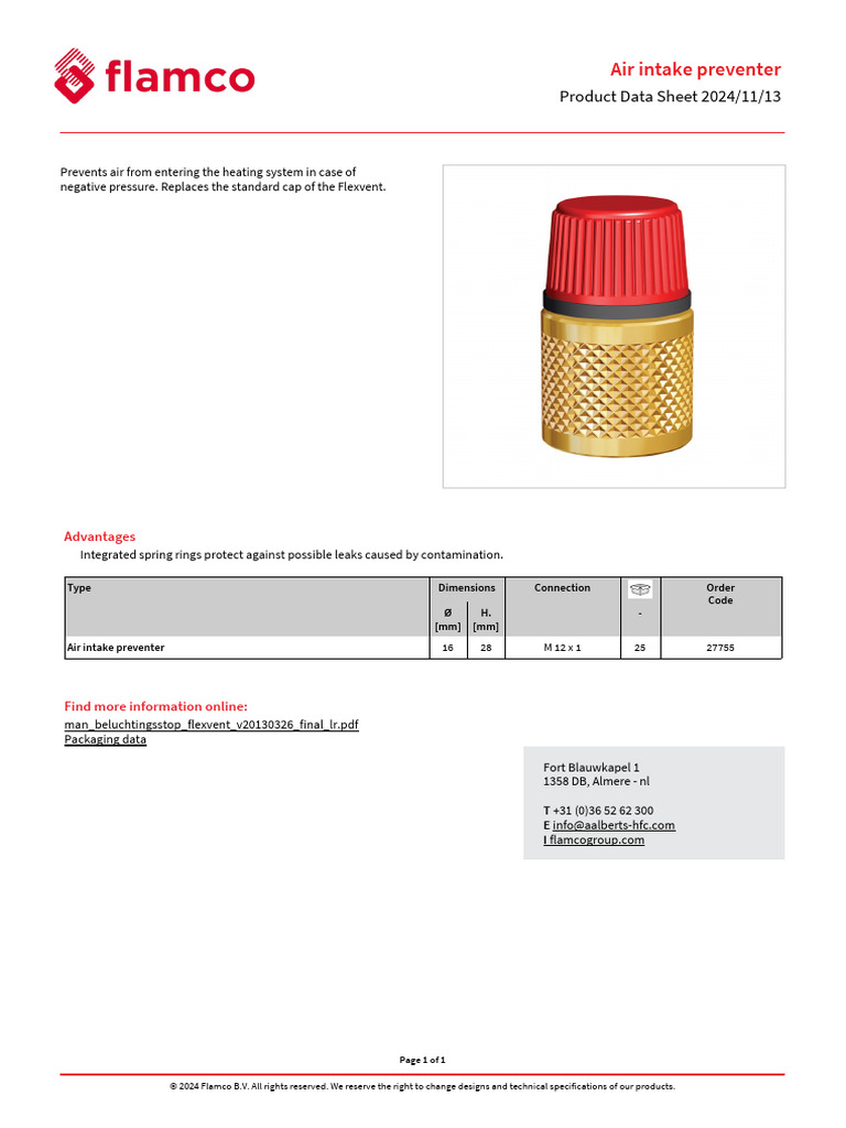 Flamco Air Intake Preventer | PDF