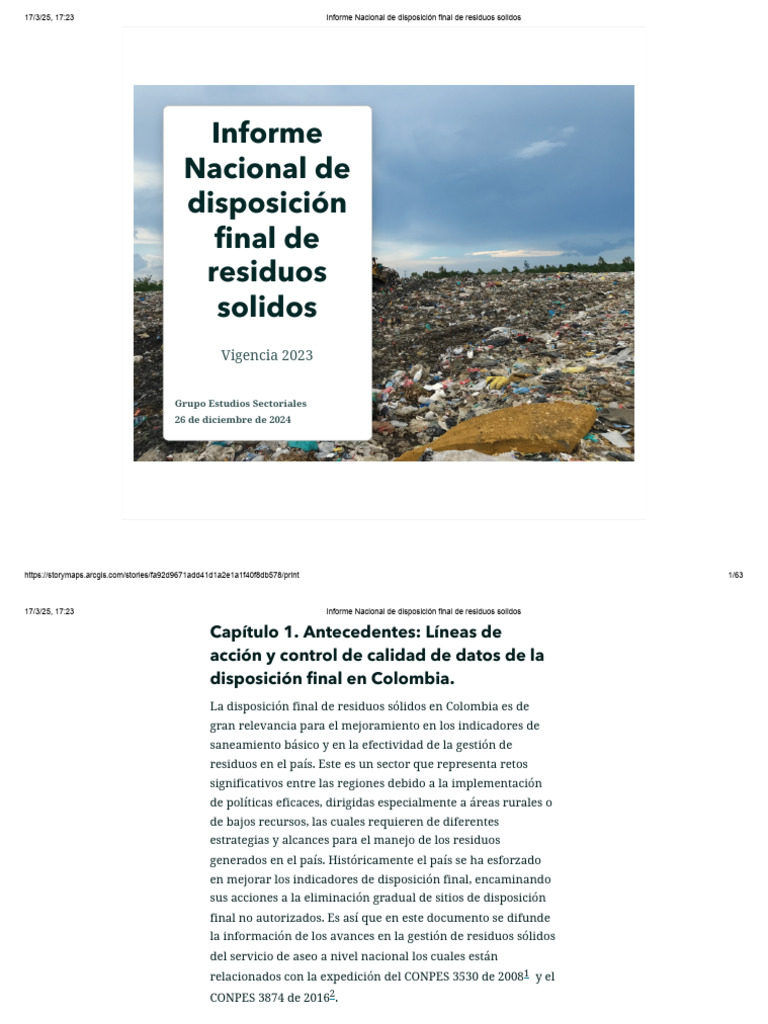 Informe Nacional de Disposición Final de Residuos Solidos | PDF | Sustentabilidad | Residuos