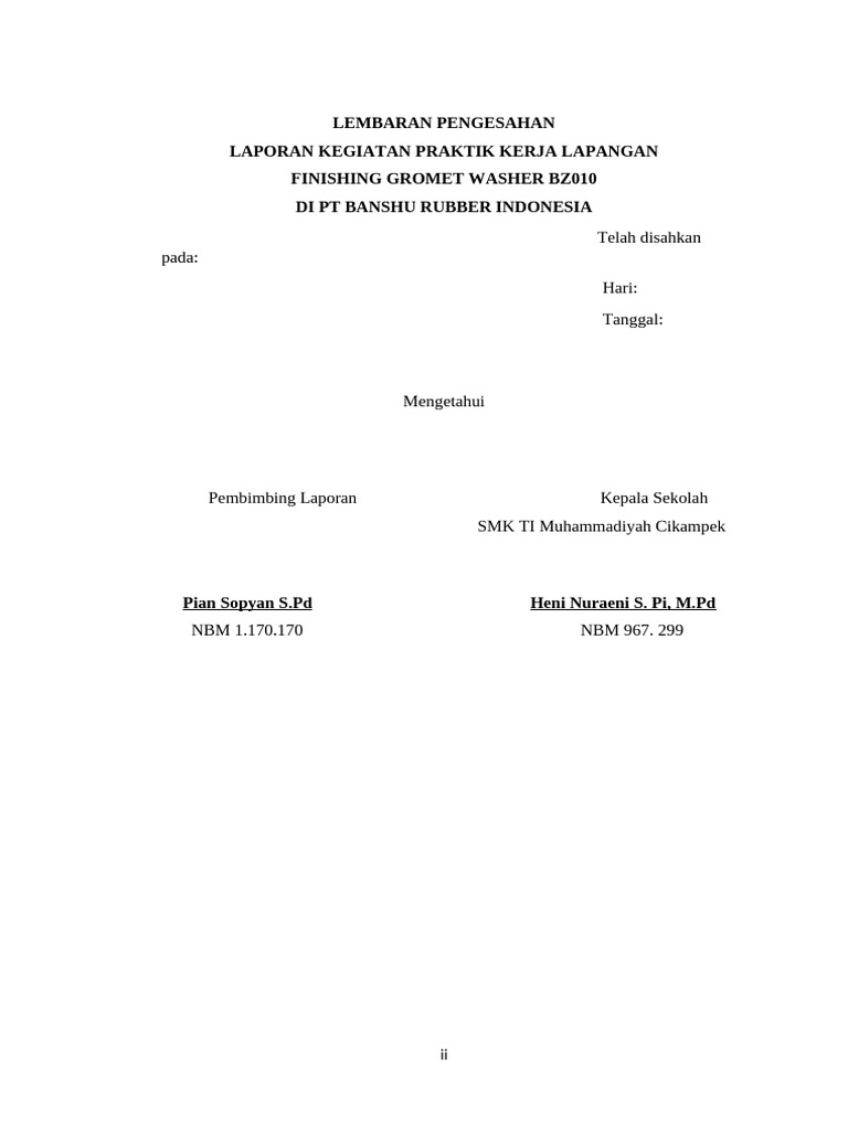 Lembaran Pengesahan | PDF