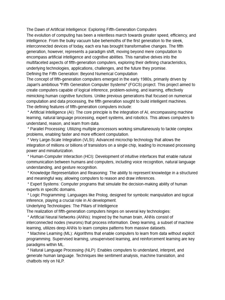 5th Generation Computers | PDF | Artificial Intelligence | Intelligence ...