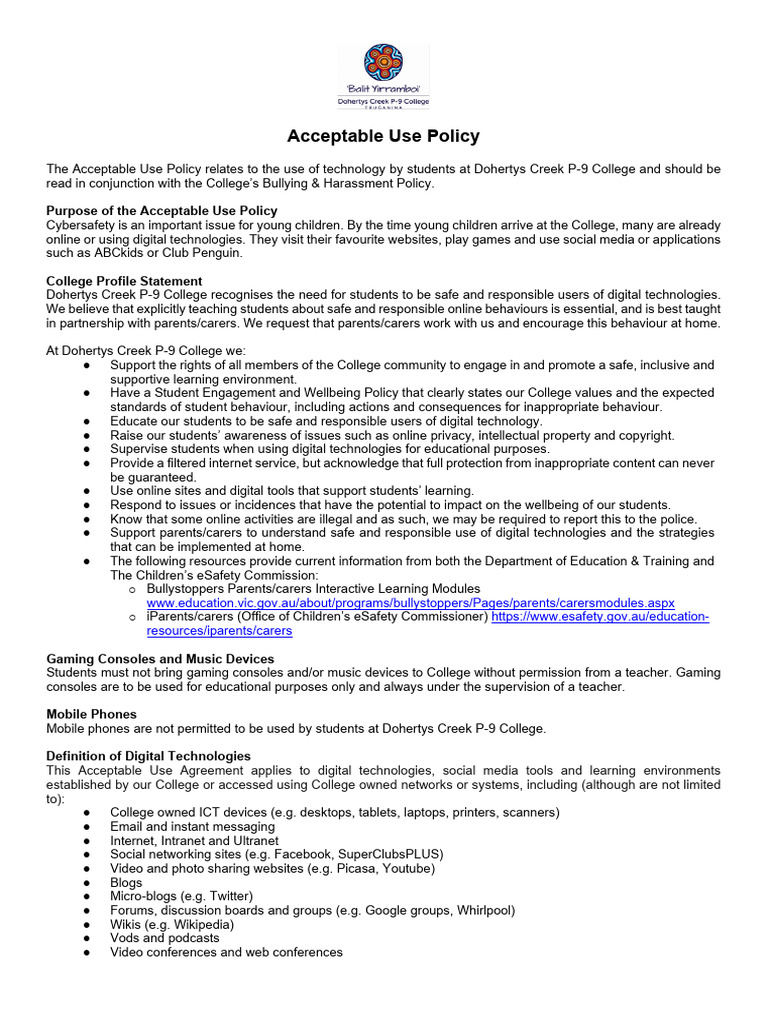 Acceptable User Agreement (Compass) - DCC 2024 | PDF | Internet Forum ...