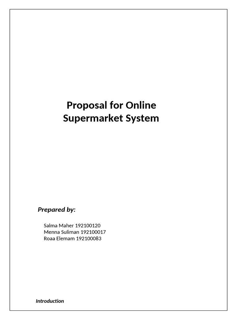 Proposal For Online Supermarket System | PDF | Point Of Sale | Supermarket