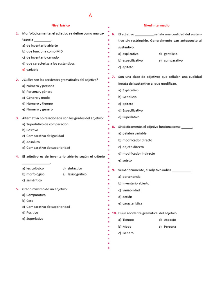 Ejercicios sobre Adjetivos Calificativos | PDF | Adjetivo | Sustantivo