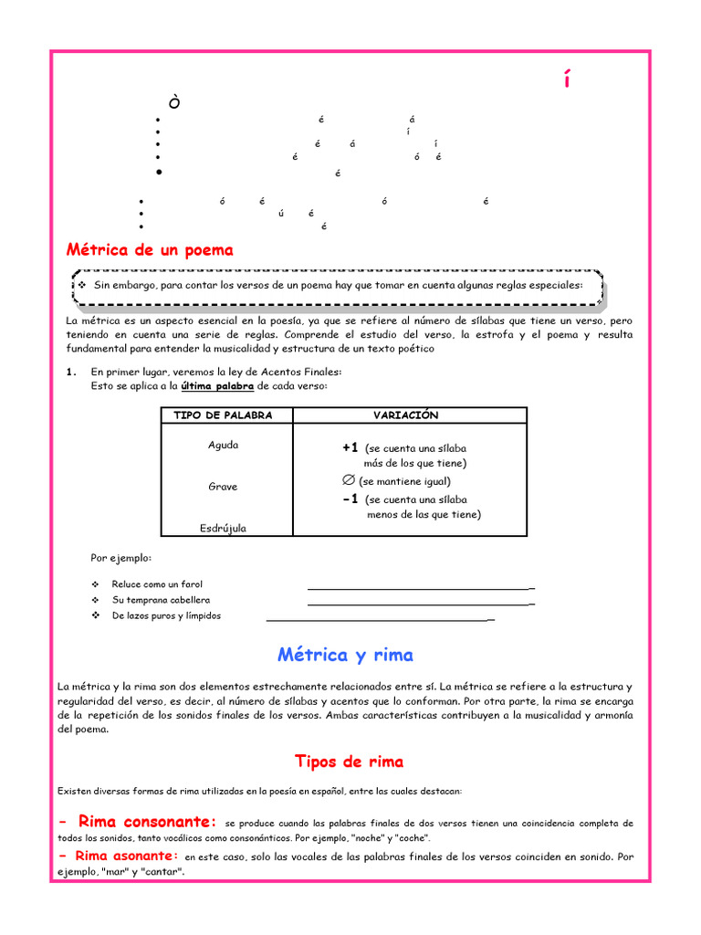 Fundamentos de la Métrica Poética | PDF | Metro (poesía) | Rima