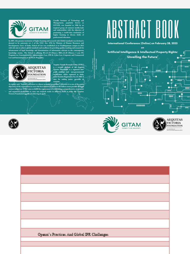 Abstract Book On Artificial Intelligence & Intellectual Property Rights ...