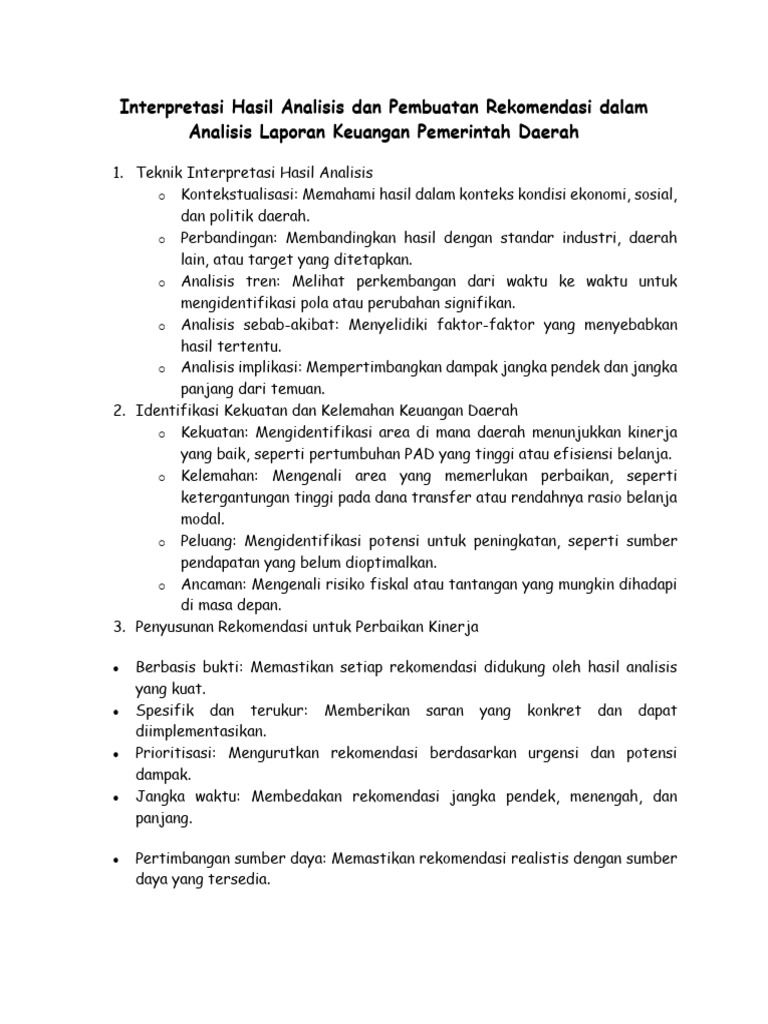 Interpretasi Hasil Analisis Dan Rekomendasi | PDF