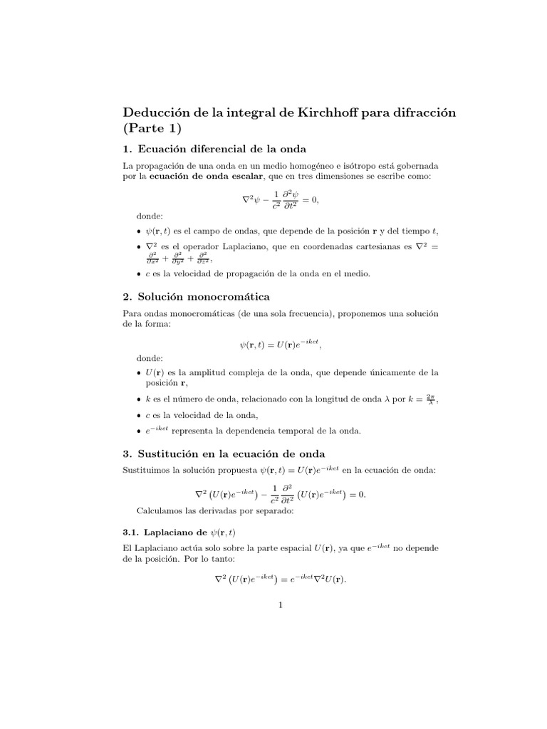 Integral de Fresnel Kirchhoff | PDF | Olas | Ecuación de onda
