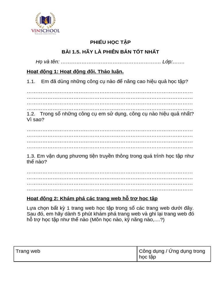 PHT_CLISE8_Tuan 8_Tiet 8,9_Bai 1.5_Hay la phien ban tot nhat | PDF