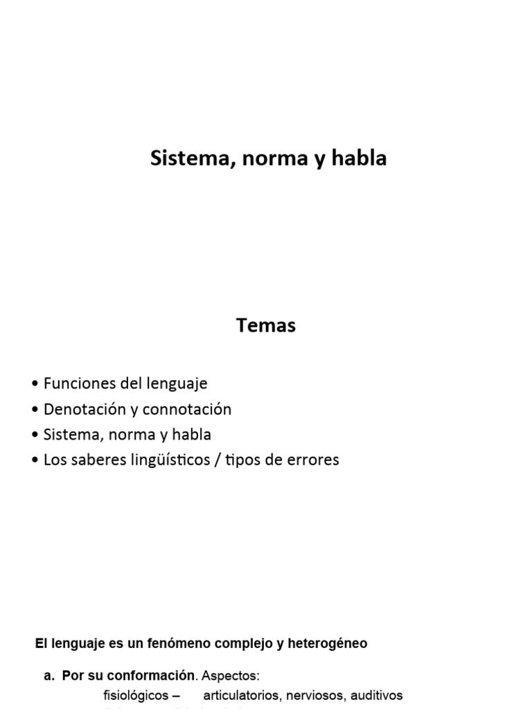 Sistema, norma y habla en lingüística | PDF | Habla | Lingüística