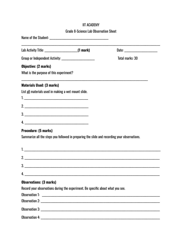 Quick Lab Activity-Recording Sheet | PDF | Experiment | Laboratory ...
