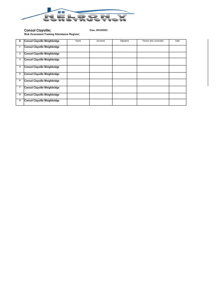Consol Clayville Risk Training Register | PDF