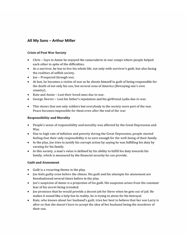 All My Sons - Theams and Dialogues | PDF