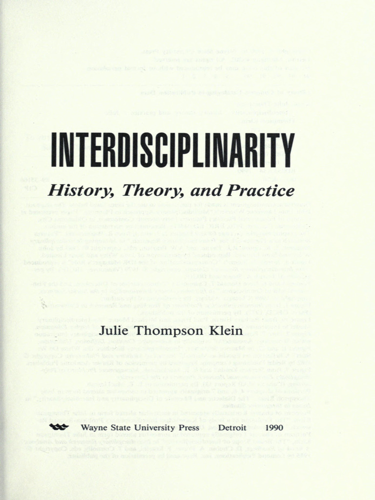 Interdisciplinary - Klein - Intro and Chapter 1 | PDF | Interdisciplinarity | Science