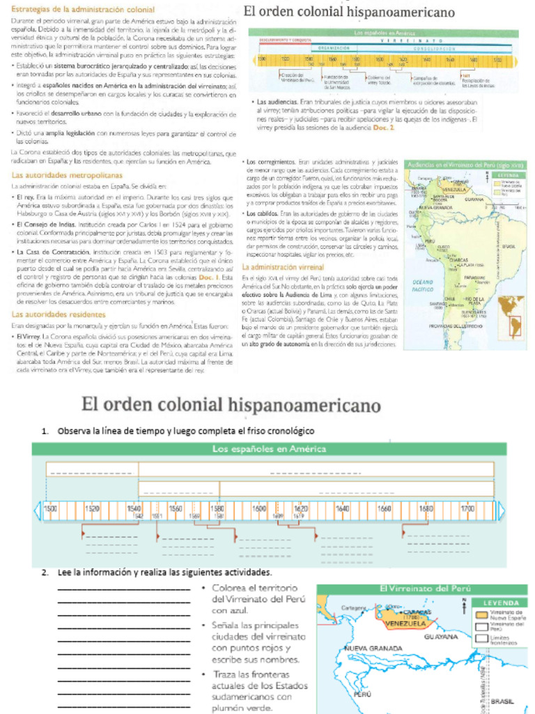 Ficha de Trabajo #1 Exp.6 El Orden Colonial Hispanoamericano | PDF