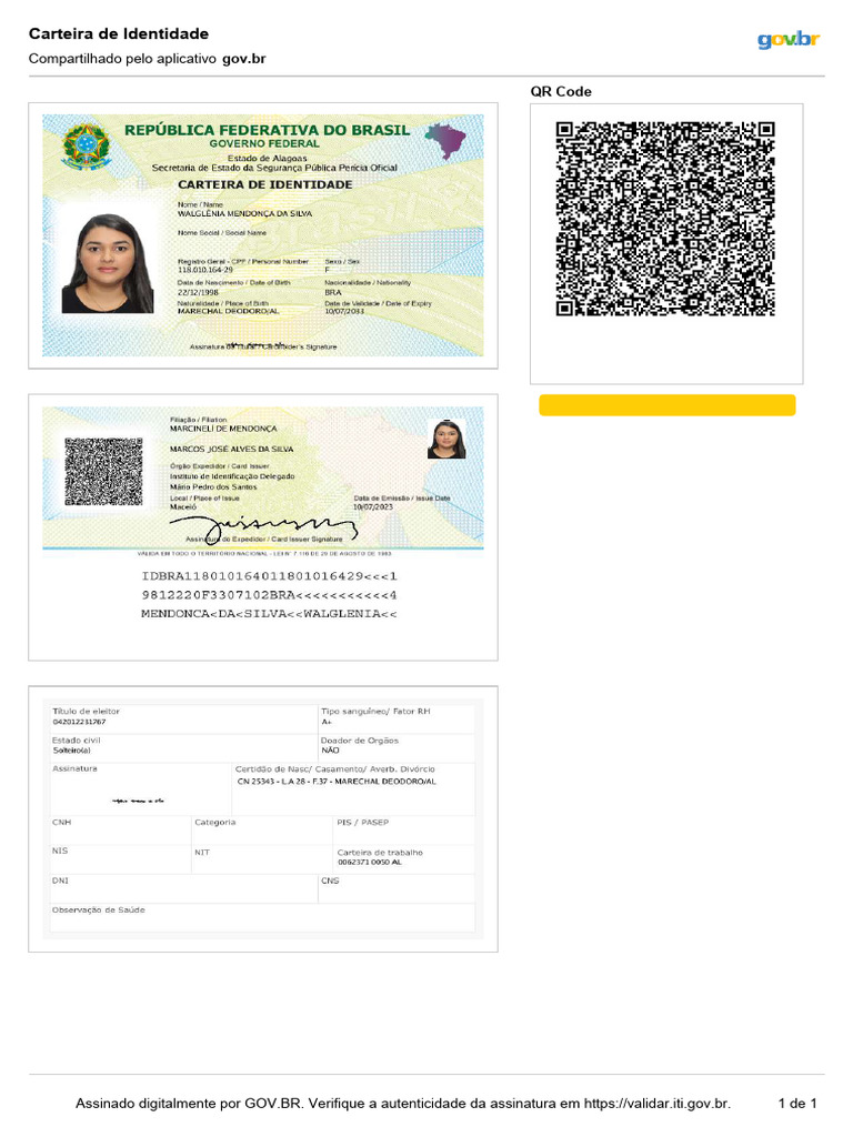 Carteira de Identidade: Gov - BR QR Code | PDF